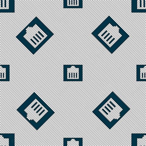 Seamless Geometric Vector Pattern Of Rj45 Internet Cable Icon With Textured Design Vector