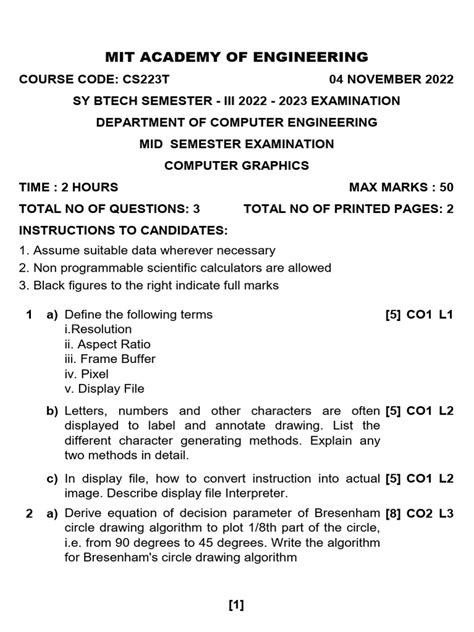 Sy Btech Cs Computer Graphics Sem Iii Nov 2022 Pdf