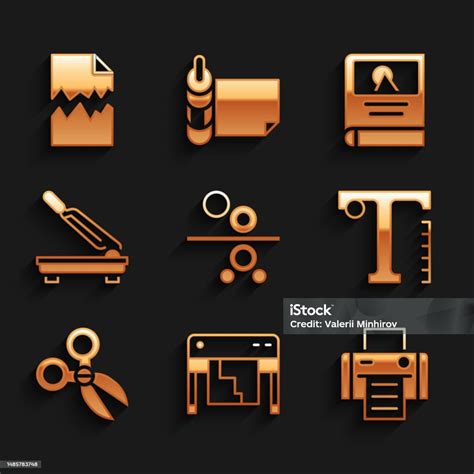 인쇄기 플로터 프린터 텍스트 가위 커터 사진 앨범 갤러리 및 찢어진 문서 아이콘의 용지 롤을 설정합니다 벡터 가위에 대한 스톡 벡터 아트 및 기타 이미지 Istock