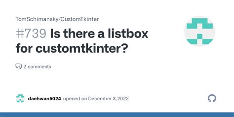 Is There A Listbox For Customtkinter Issue 739 TomSchimansky