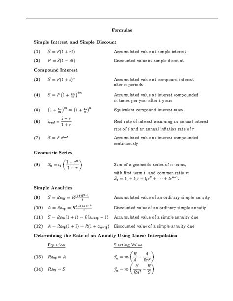 Midterm Formula Sheet Midterm Formula Sheet Formulae Simple Interest And Simple Discount 1 S