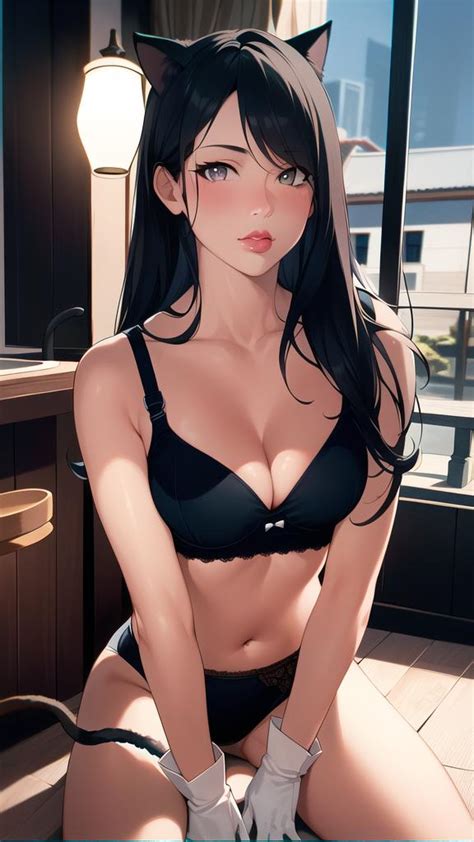 Rule 34 1girls Ai Generated Ai Mirror Arms In Front Belly Button Black Hair Black Underwear