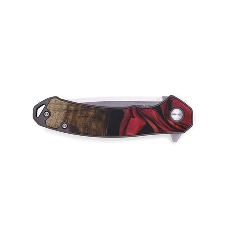 Edc Woodresin Pocket Knife Alejandro Dark Red 534127 Carved Knives