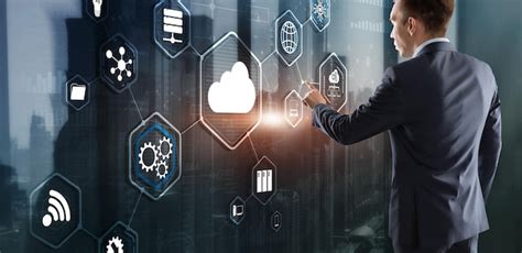 Premium Photo Futuristic Display Cloud Computing Touchscreen Interface Business Man Finger