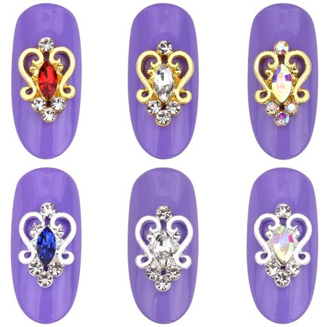 10 шт 3d украшения для дизайна ногтей металлические блестящие стразы Хрустальное стекло золотые