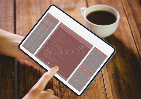 Hands Of Caucasian Female Programmer With Coffee Using Tablet With
