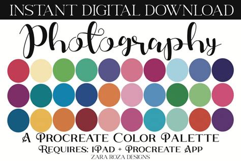 Photography A Retro Procreate Color Palette 30 Swatches