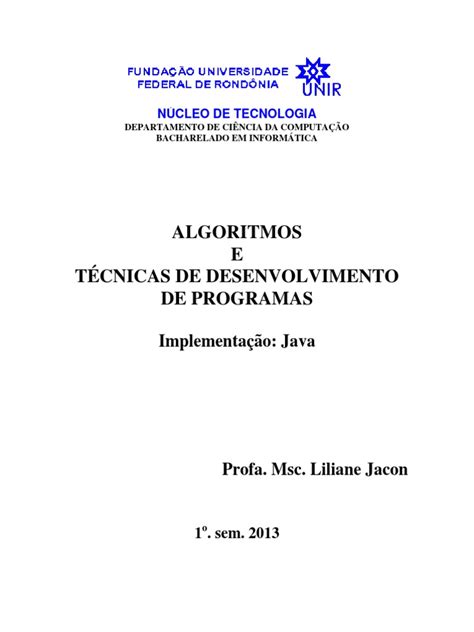 Apostila Algoritmos Java 2013 Pdf Programação Funcional Linguagem