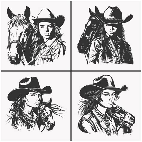 Cowgirl Silhouette Svg Cowgirl Horse Svg Premium Ai Generated Vector
