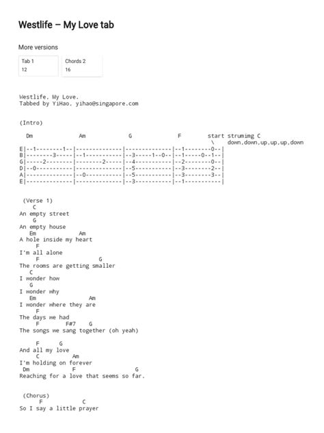 My Love Chords Pdf Song Structure Singles Music