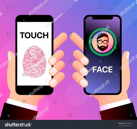 Facial Fingerprint Recognition System Touch Id Stock Vector Royalty Free Shutterstock