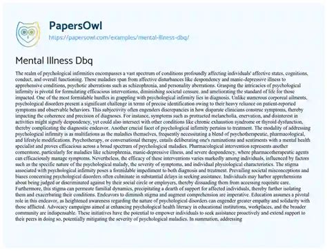 Mental Illness Dbq Free Essay Example 530 Words