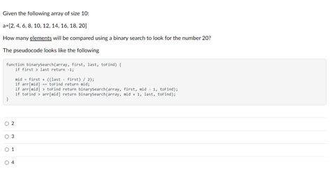 Solved Given The Following Array Of Size 10 Chegg Com