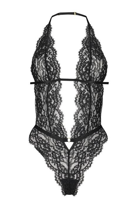 Hunkemöller Private Kanten Stringbody Salem Zwart Wehkamp