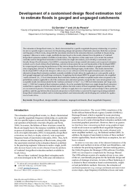 Pdf Development Of A Customised Design Flood Estimation Tool To