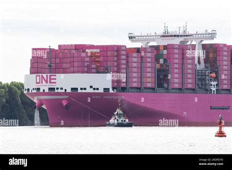 Pink Container Freighter One Innovation Of The Shipping Company Ocean