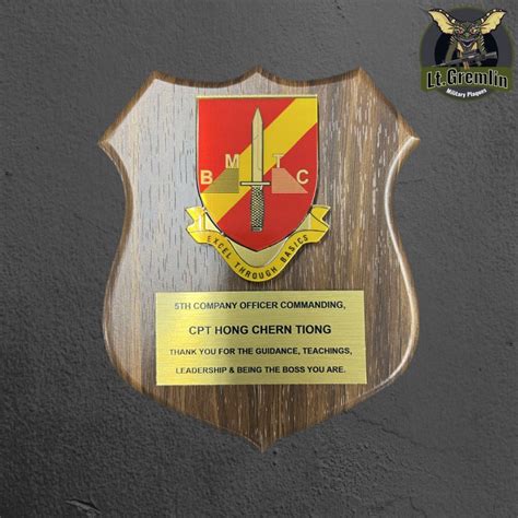 Walnut Shield Plaque Saf Army Navy Air Force Scdf Paramedics Police