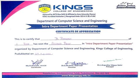 Parkavi D On Linkedin I Got Second Place In Intra Department Paper