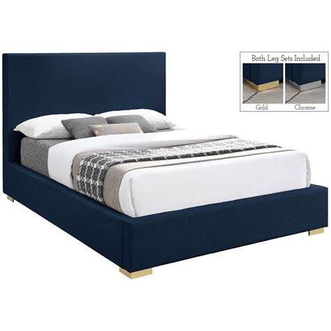 Meridian Furniture Crosby Navy Linen Textured Fabric Full Bed