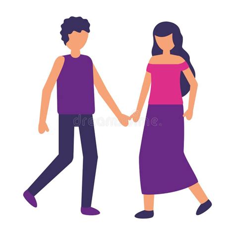 Standing Man And Woman Casual Clothes Stock Illustration Illustration