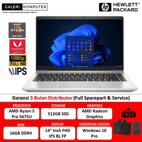 Jual Laptop Bisnis Hp Elitebook G Ryzen Pro U Gb Gb Fhd Ips Windows Pro