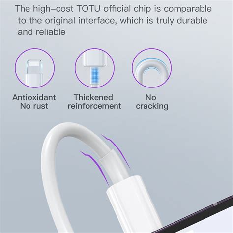 TOTU CB L W USB To Pin Fast Charging Data Cable Length M White Alexnld Com