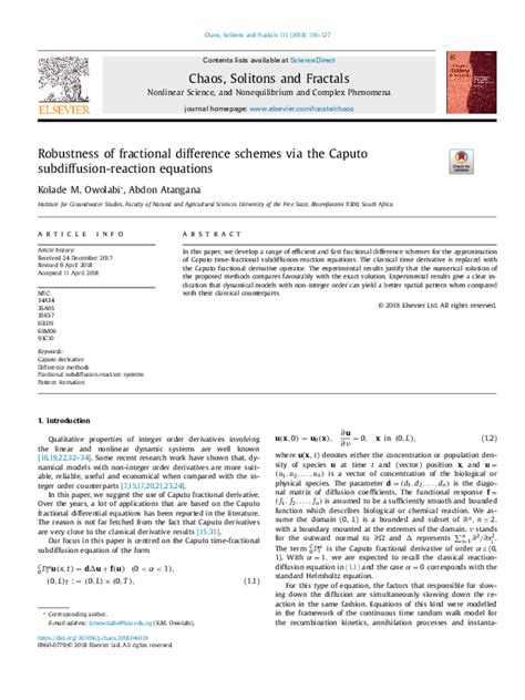 Pdf Robustness Of Fractional Difference Schemes Via The Caputo