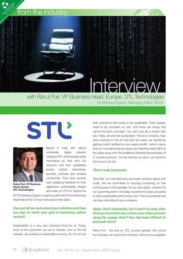 Sustainability Focus Interview With Rahul Puri Vp At Stl