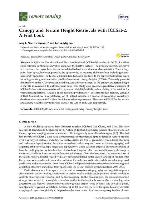 Pdf Canopy And Terrain Height Retrievals With Icesat 2 A First Look