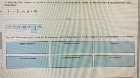 Solved List All Numbers From The Given Set That Are A
