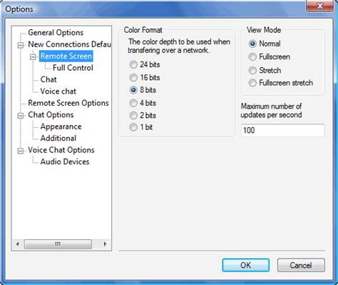 Remote Screen Defaults Radmin