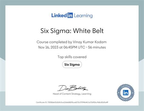 vinay kumar kodam on linkedin certificate of completion