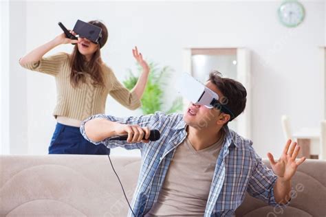Par Cantar Karaoke Con Gafas De Realidad Virtual Vector Fondos E Imagen