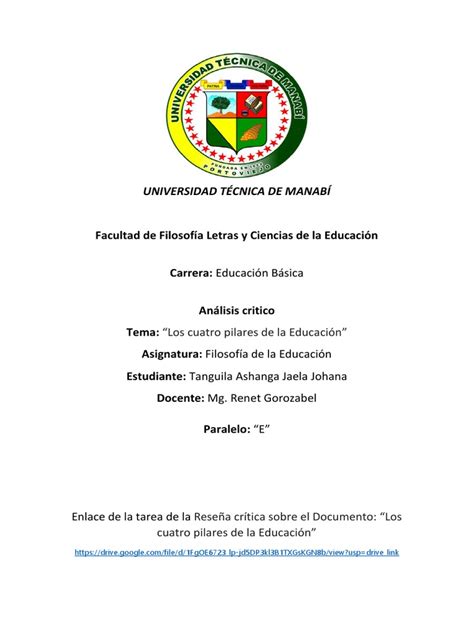 Los Cuatro Pilares De La Educación Pdf