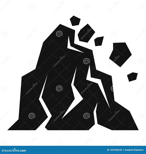 山坡图标，简单风格 向量例证 插画 包括有 设计 小心 下降 落基 山崩 下来 秋天 对象 184186630