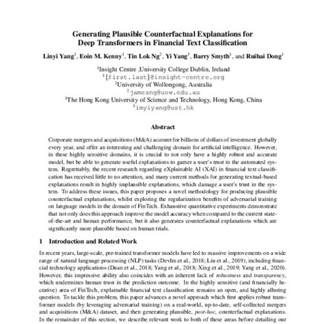 Generating Plausible Counterfactual Explanations For Deep Transformers In Financial Text
