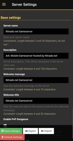 Basic Configuration for ARK: Survival Evolved Mobile | NITRADO