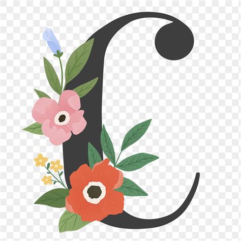 Letter C Floral Font Typography PNG Images Free Photos PNG Stickers Wallpapers Backgrounds