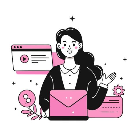 Pop Up Message Business Illustration Of A Woman Premium Ai Generated Vector