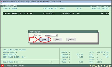 how to view pending replacement issue challan report in marg software