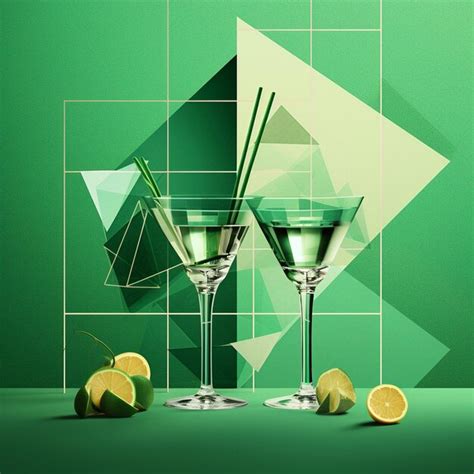 Premium Ai Image Two Glasses Of Martini And Two Lemons With A Lime