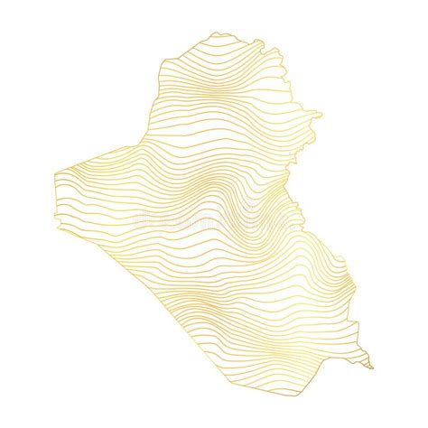 Abstract Map Of Iraq Vector Illustration Of Striped Gold Colored Map