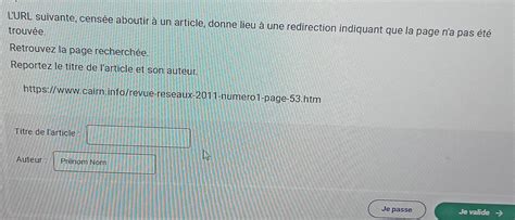 résolu l url suivante censée aboutir à un article donne lieu à une