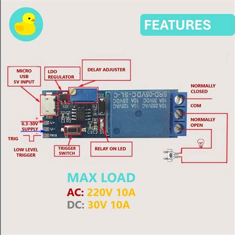 5v 30v Trigger Relay Module With Delay Timer Max 24s