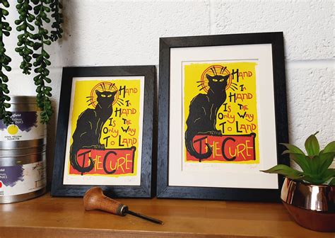 The Cure Love Cats Original Hand Pressed Lino Print Etsy