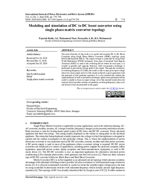Pdf Dc Dc Boost Converter Modeling With Spmc