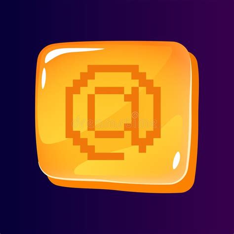 At Sign Glossy Ui Button With Pixelated Icon Stock Vector