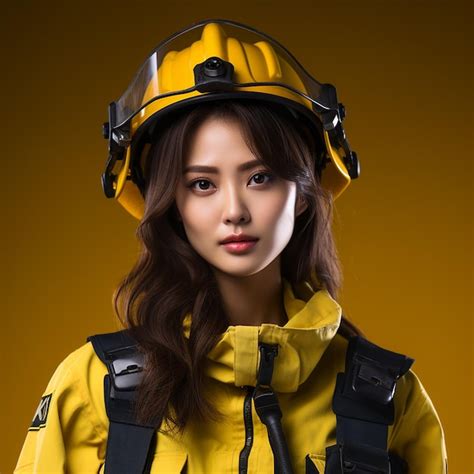Premium Ai Image Yellow Background Firefighting Illustration
