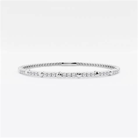 12 Ctw Round Lab Grown Diamond Flex Bangle Bracelet 7 Inches 14k