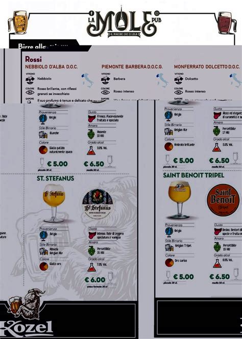 Speisekarte Von La Mole Pub Turin